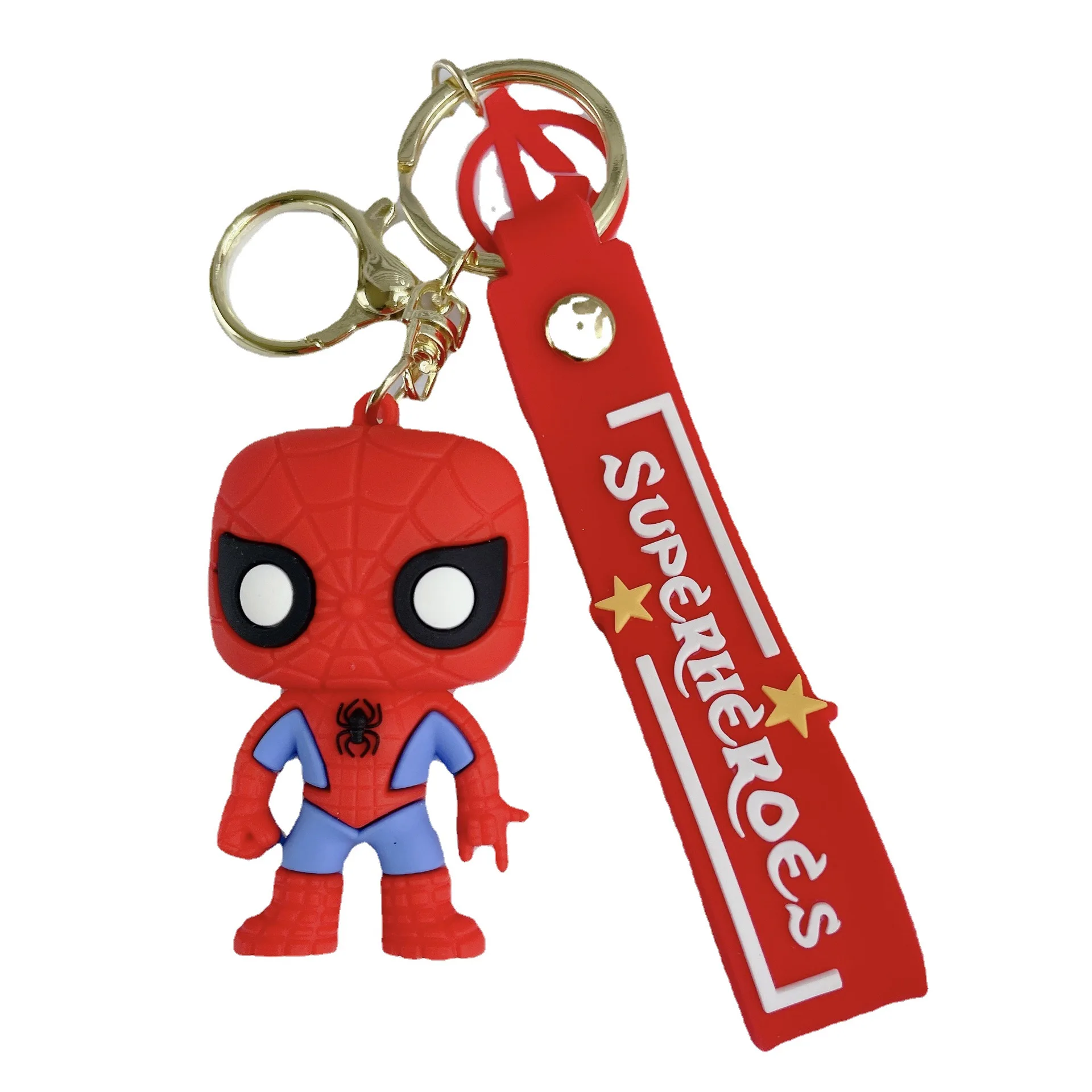 Creative Rubber Dolls Cartoon Marvel Superhero Spider-man Key Ring With ...