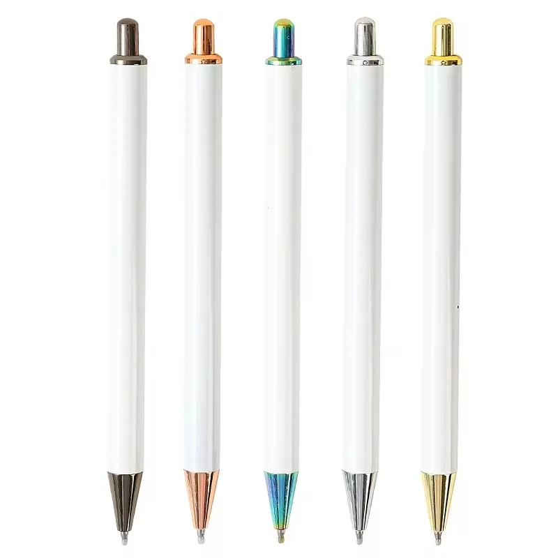 2024 Luxury Blank White Sublimation Bullet Oil Gel Ink Pen DIY Sliver ...