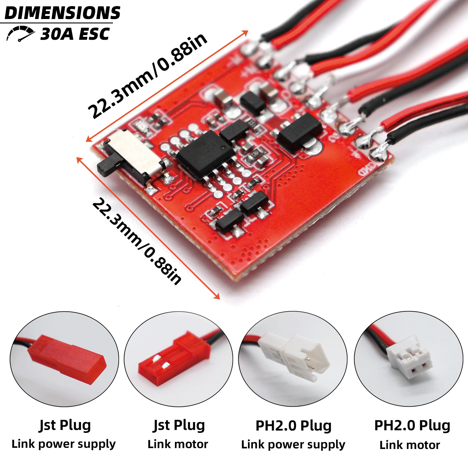 Mini Brushed Electric 30A Speed Controller ESC for Brushless Motors