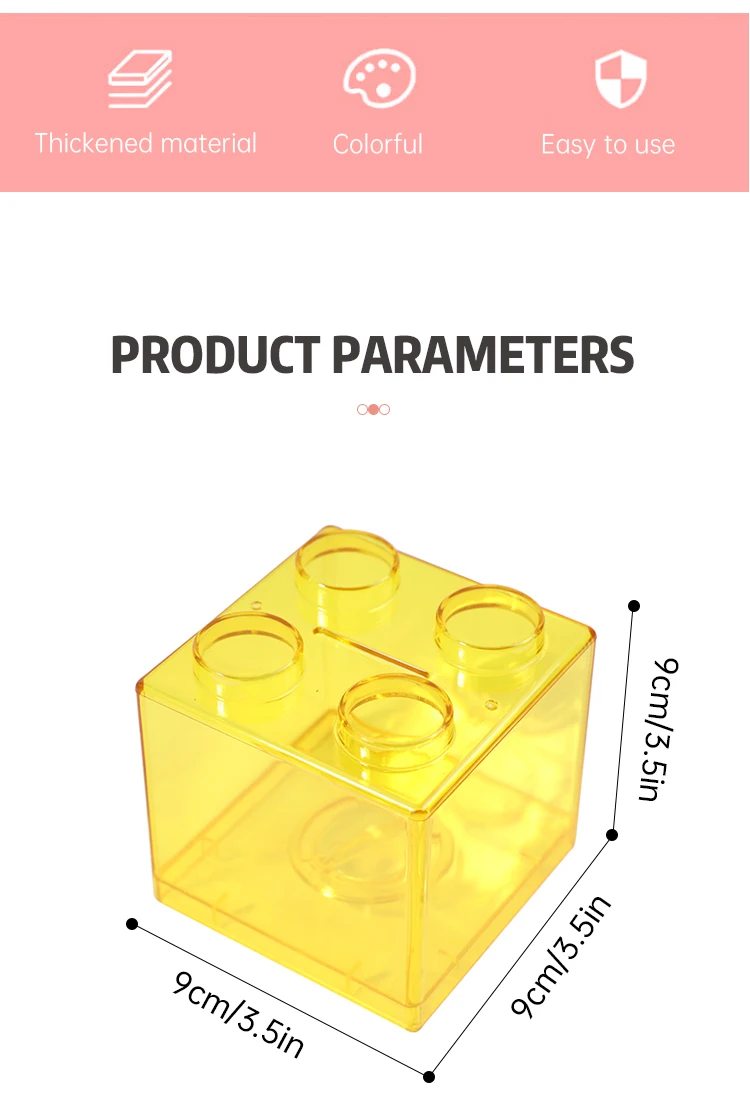 Kids Piggy Bank Plastic Square Building Brick Block Coin Cash Box ...