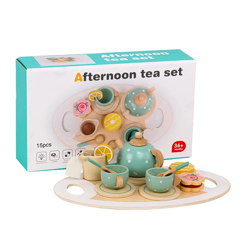 Little Girls Wooden Tea Set Wood Toys Toddler Tea Set Play Kitchen ...