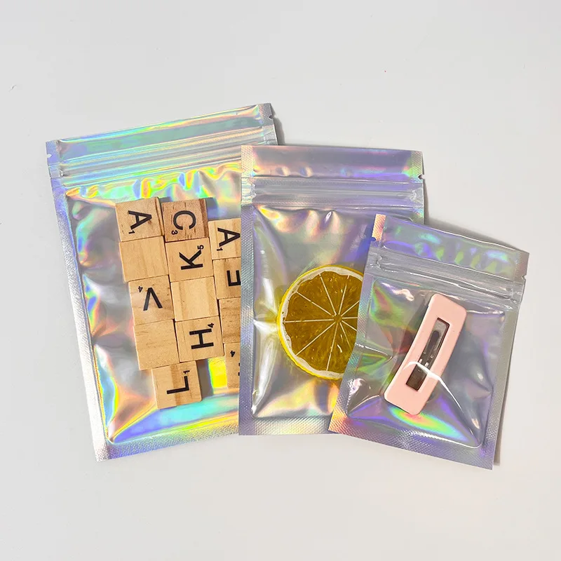 Customizable Multifunction Laser Ziplock Bag Translucent Shiny Colorful ...
