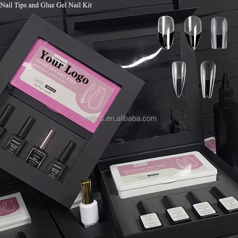 Custom Label Nail Gel X Kit Pink Box Nail Tips Soft Gel X Kit Multi ...
