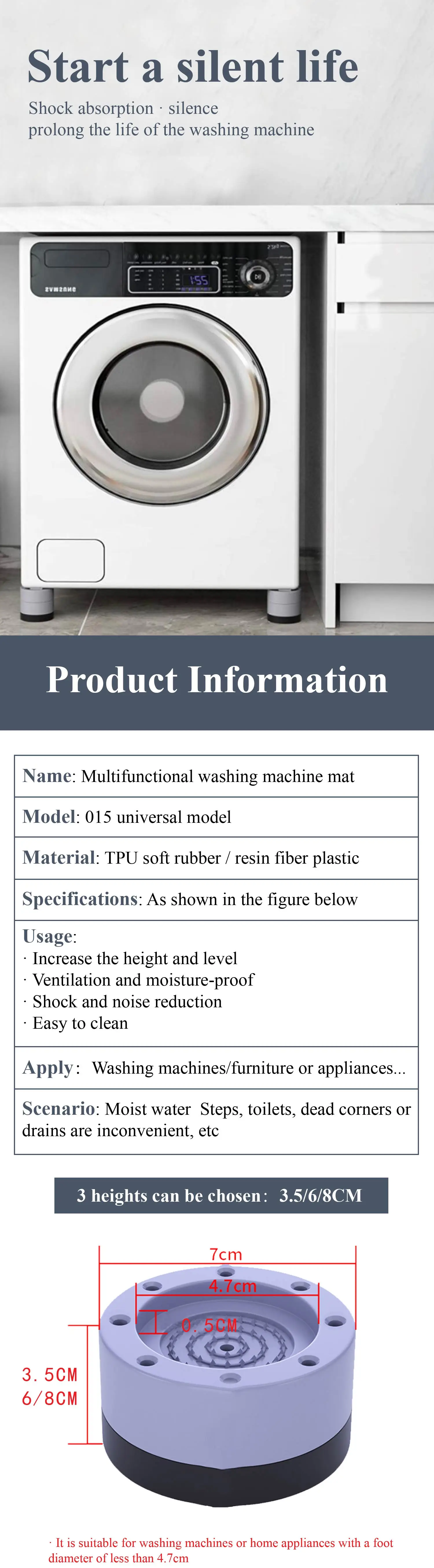 Universal Fixed Tripper Mat Bracket Anti Vibration Slip Washing Machine ...