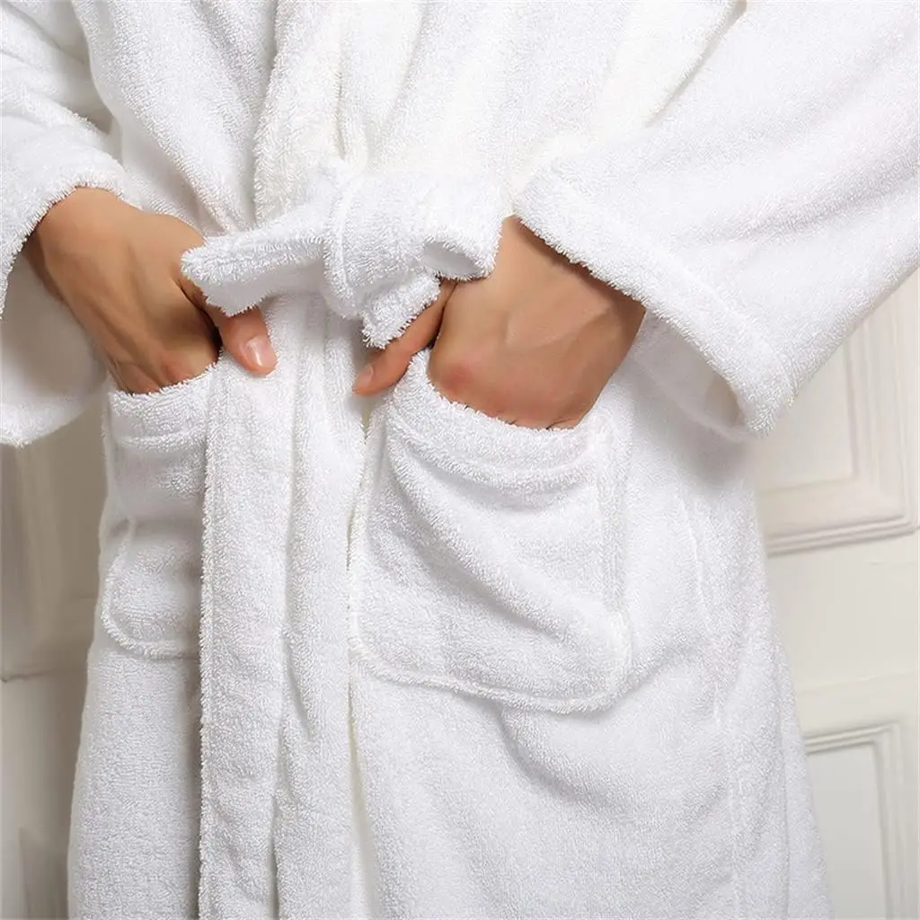 Classic Luxury Hotel Bathrobe Cotton Terry Cloth Robe Long Unisex Thick ...
