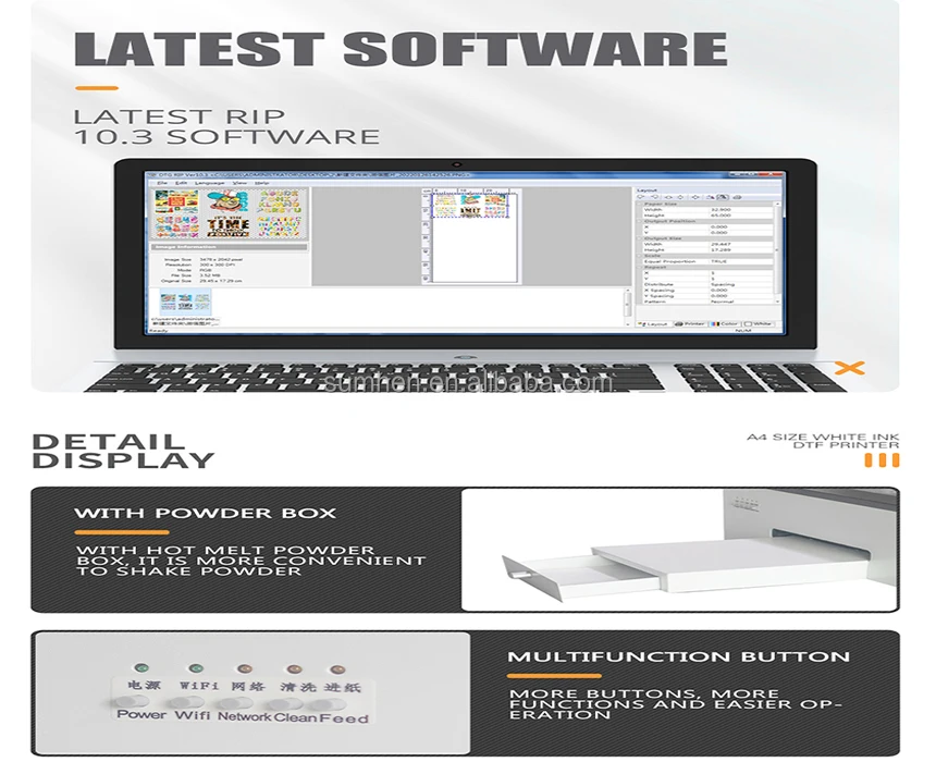 A4 Size White Ink DTF Printer PET Film DTF Printer for DIY T-shirt Printing DTF Printer Printing ...