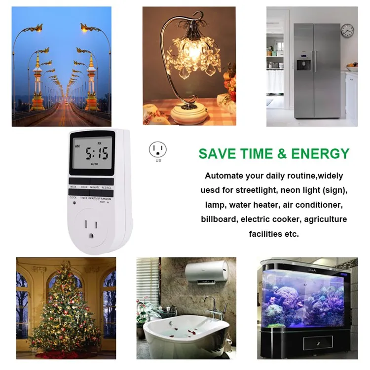 Digital Time Switch Plug In Timer Socket Programs Energy Saving Timer Socket For Electrical ...
