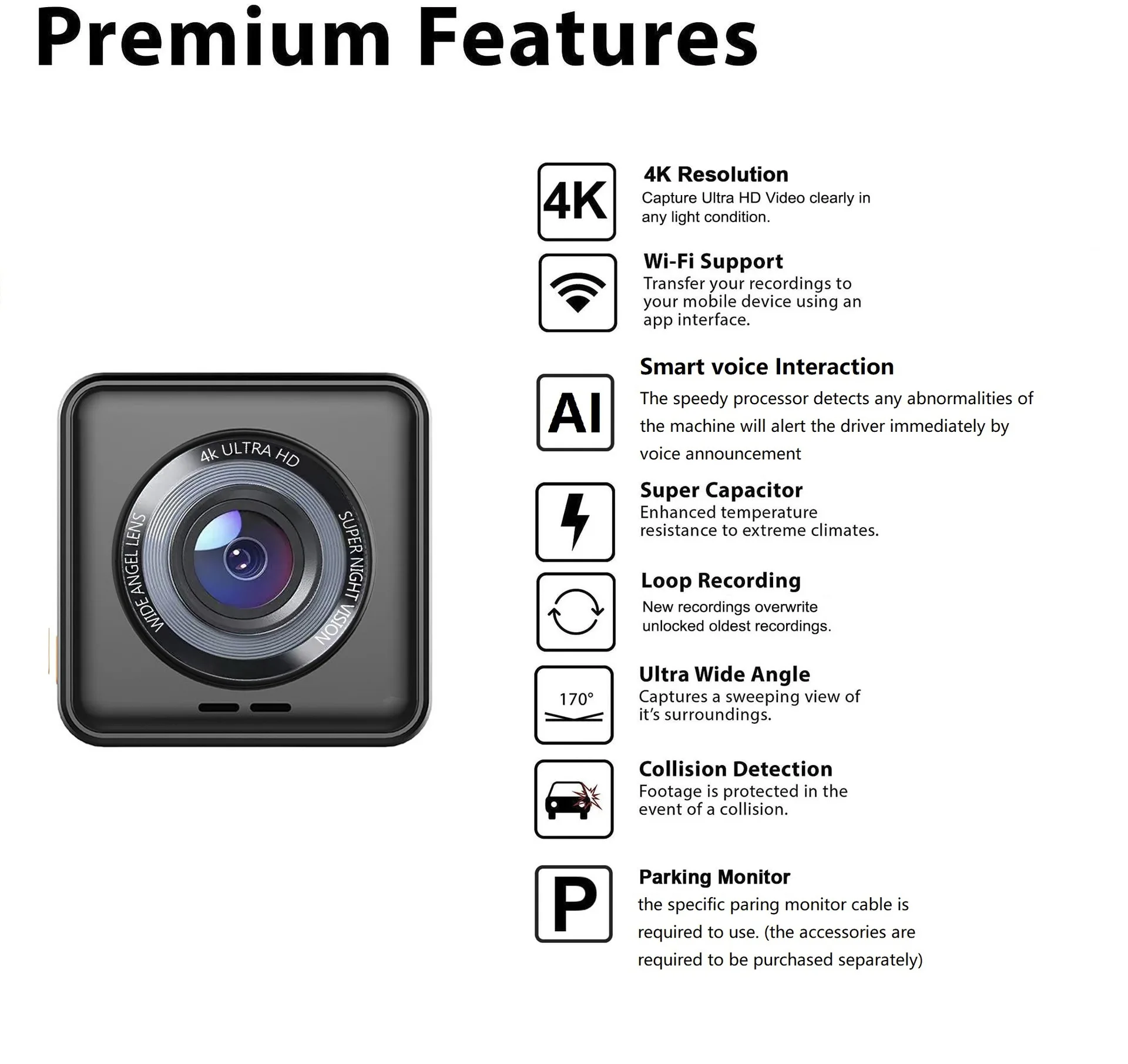 2k Hd Dual Lens G-sensor Smart Voice Interaction Dash Cam Wide Angle ...