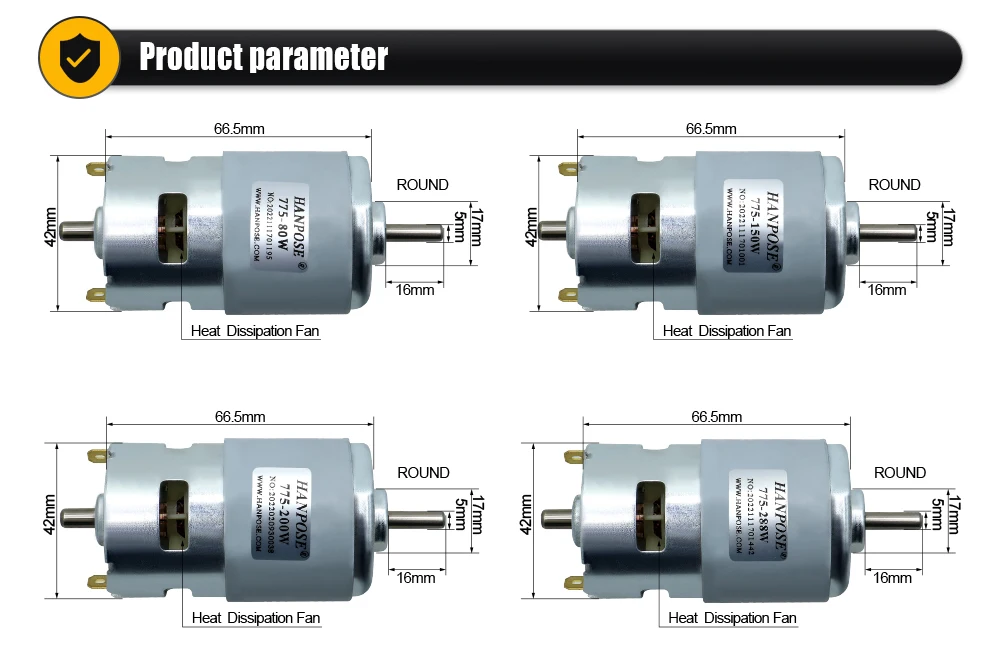 Circular 12V 6000RPM 24V 12000RPM 0.43NM 775-288W 775 DC Motor 288W 24V ...