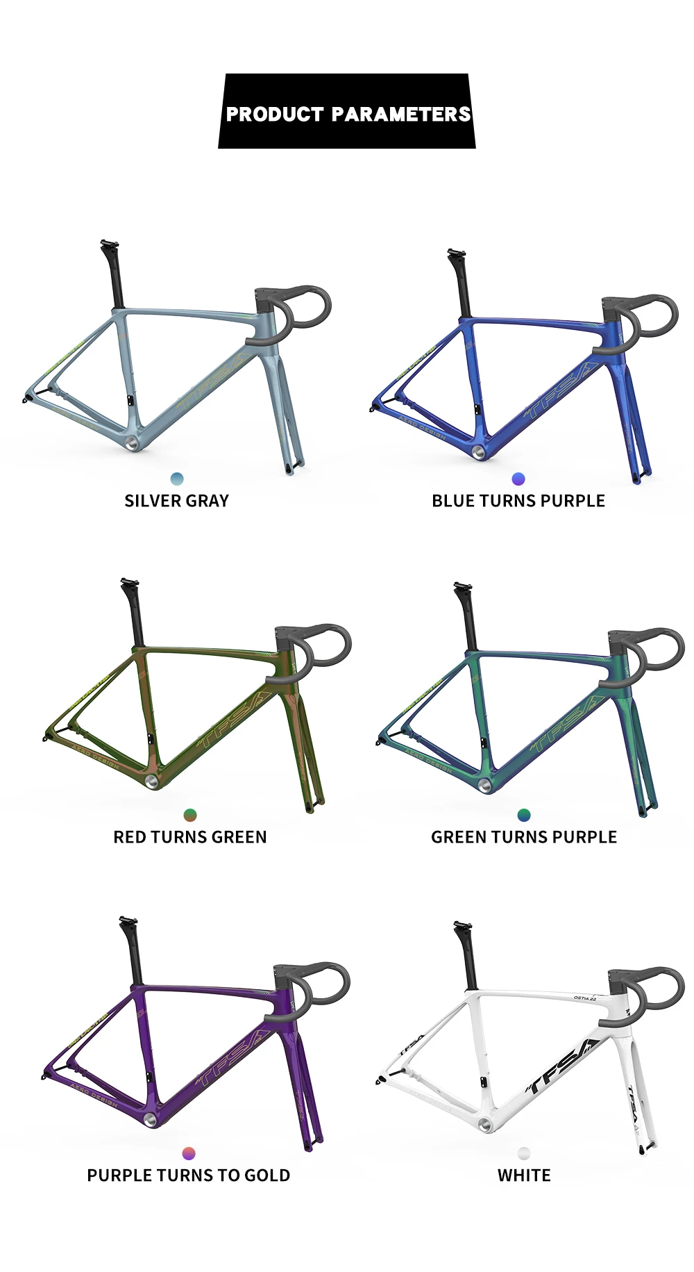 Tfsa Top Sell Classic Carbon Fiber Road Bike Disc Brake Frame 700c 23 ...