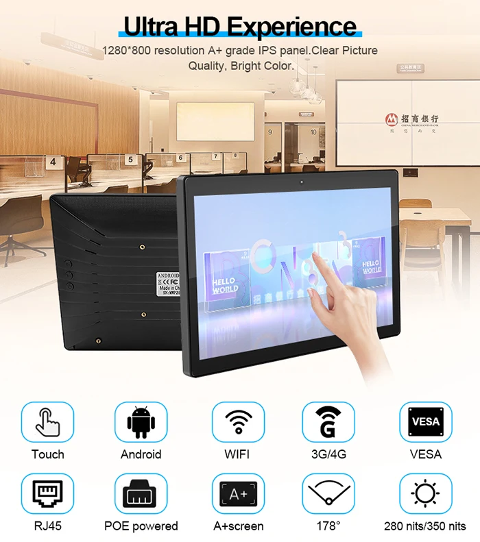 10inch Oem Touch Screen Digital Signage Display Wall Mount Video ...