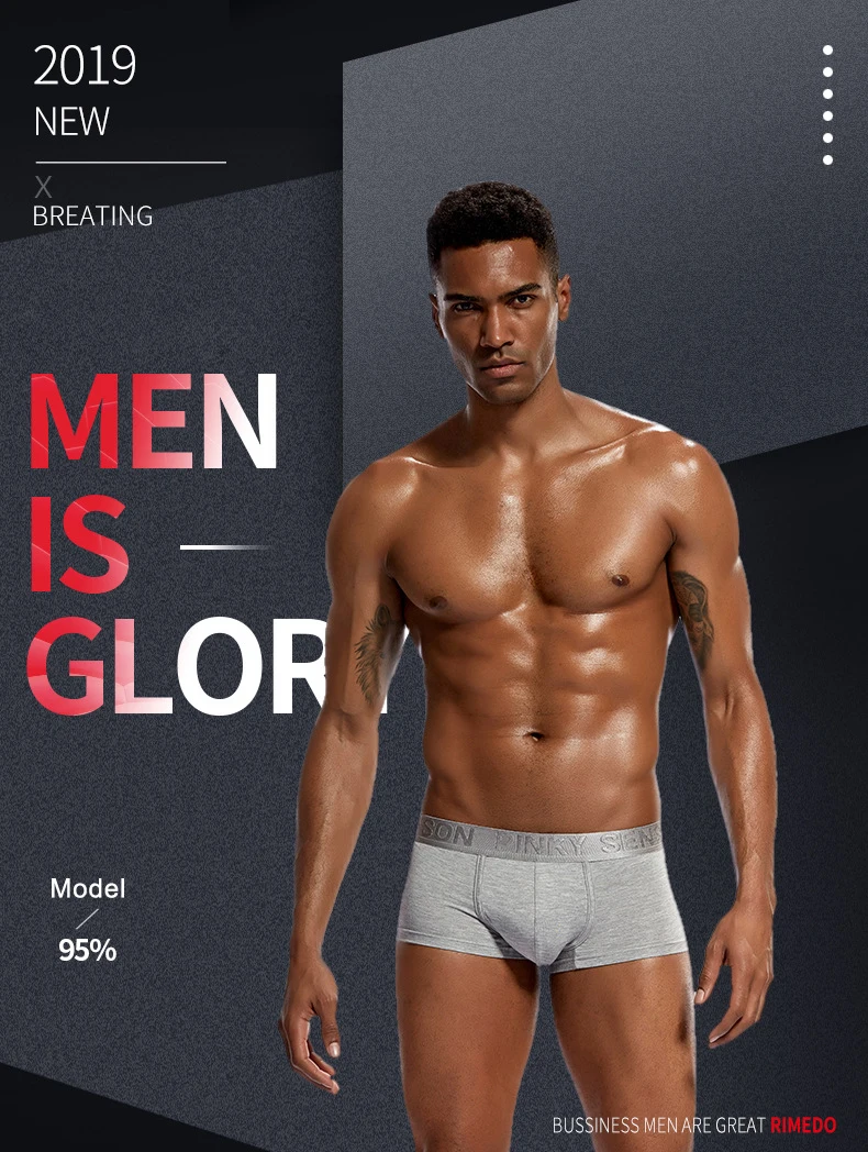 Men's Panties Boxer Pants Modal Thin U Convex Youth Mid-waist Breathable Solid Color Boxers ...