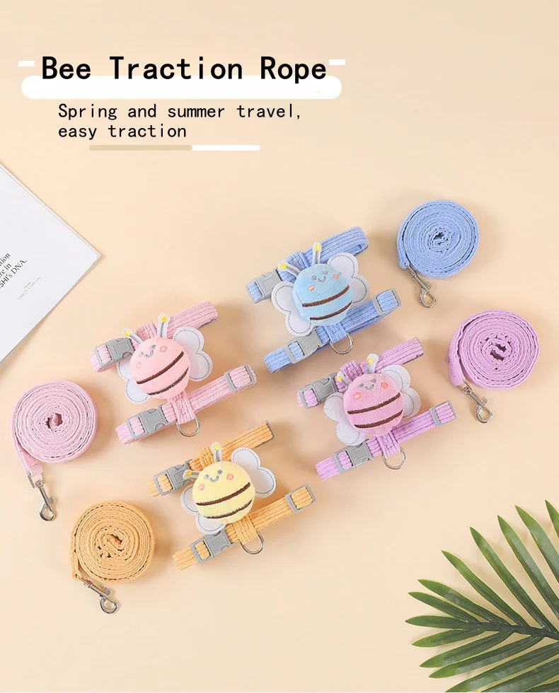 Cute Cartoon Honeybee Cat Harness Leash Collar Set Adjustable Cartoon ...