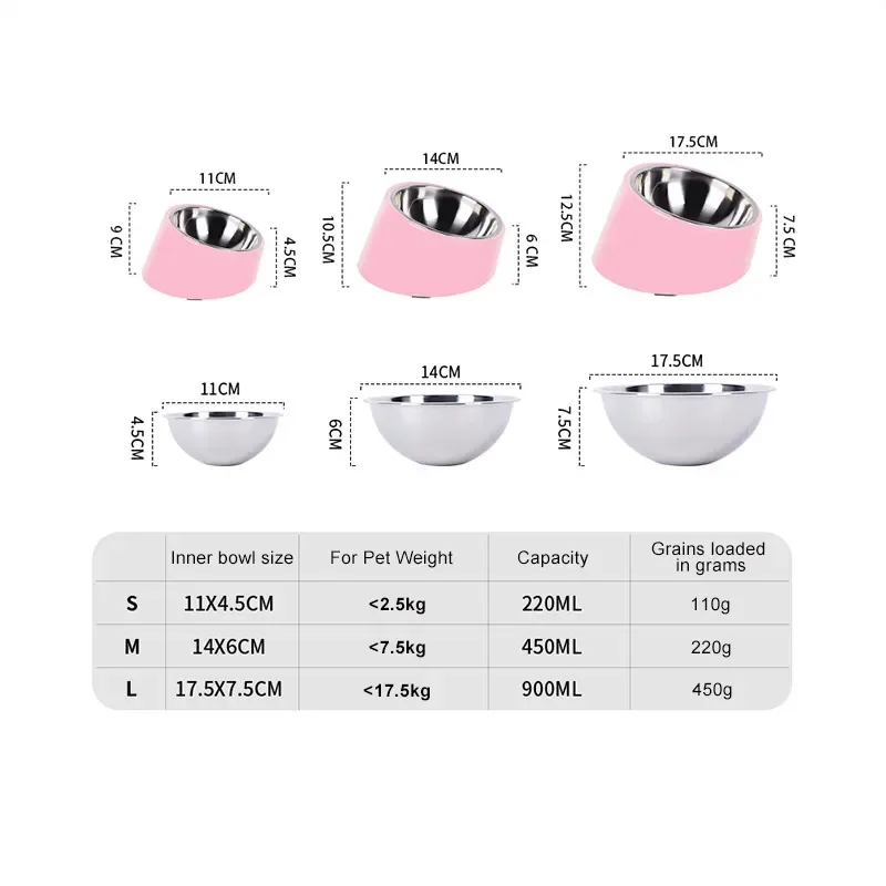 YOSHI 15 Degree Slanted Bowl for Dogs and Cats Tilted Angle Bulldog ...