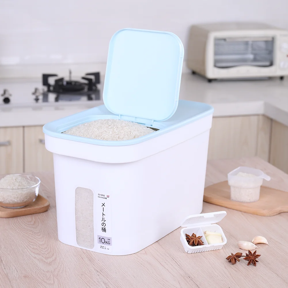 10kg Simple Airtight Food Grade Kitchen Organizer Plastic Rice Storage ...
