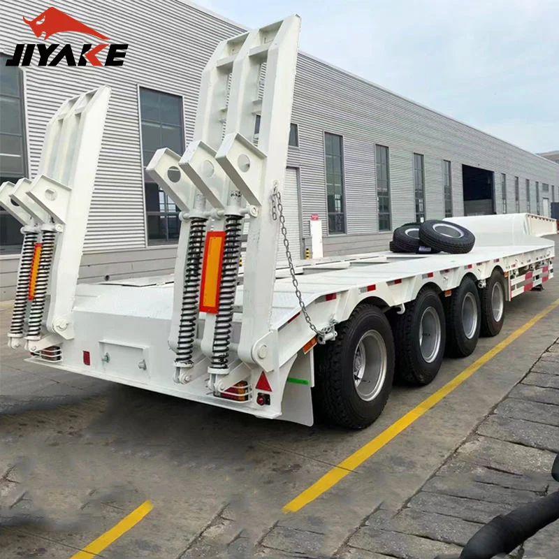 3axle 80ton Heavy Duty Gooseneck Hydraulic Ramp Low Loader Lowbed Truck ...
