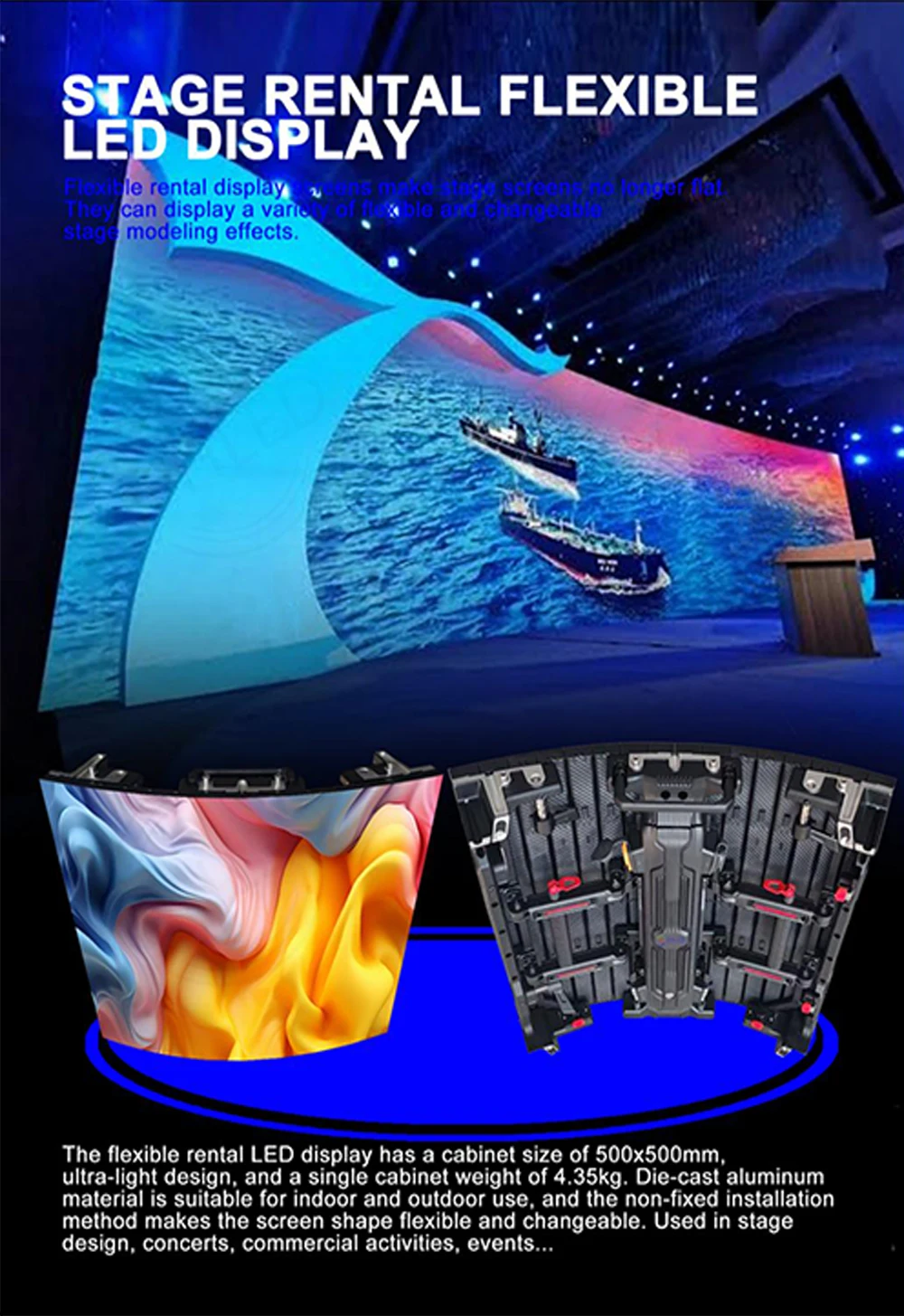 500x500 500x1000mm Fold LED Outdoor P3.91 P4.81 Indoor Stage Background ...