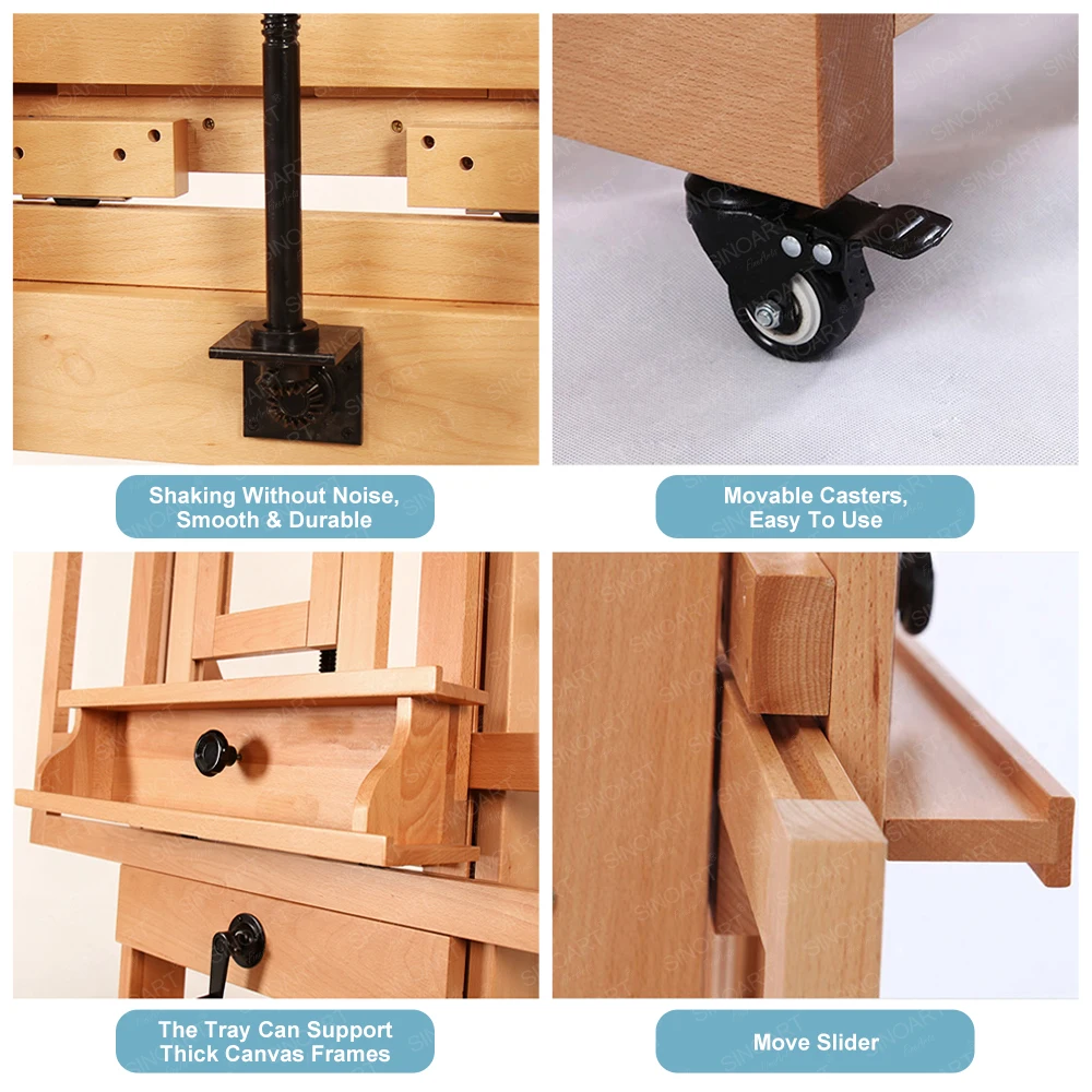 Deluxe Heavy Duty Multi-Function Studio Easel with Casters - Wooden Art ...