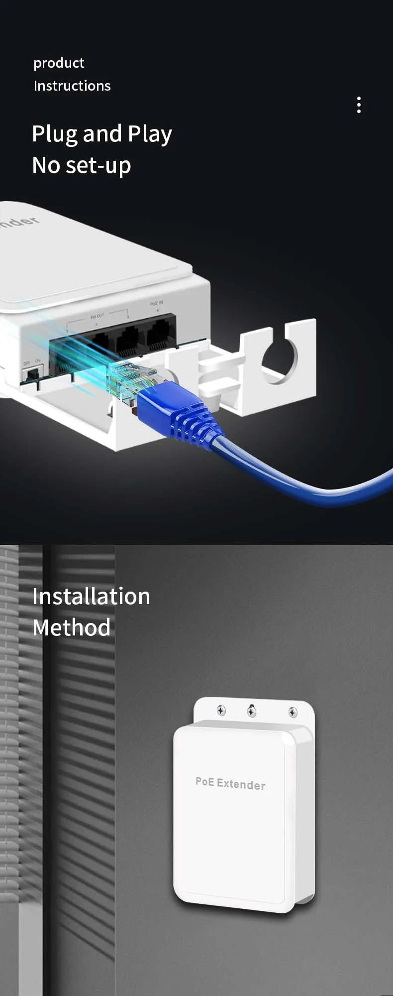 1 Input 3 Poe Output Poe Extender 250m Long Distance Ieee802.3af/at Poe Extender - Buy ...