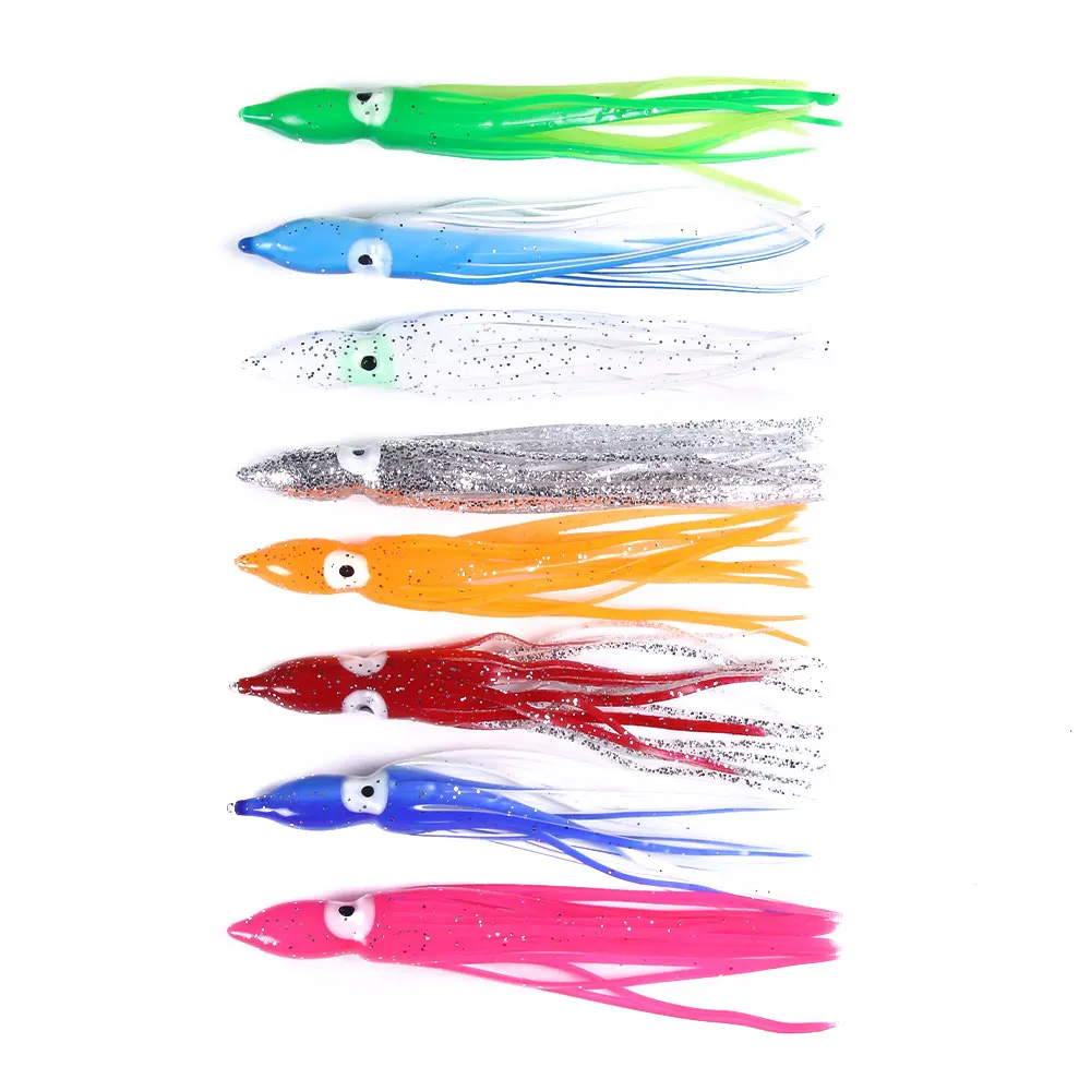 4cm 5cm 7cm 10cm 12cm Octopus Squid Skirt Lures Bait Saltwater Soft ...