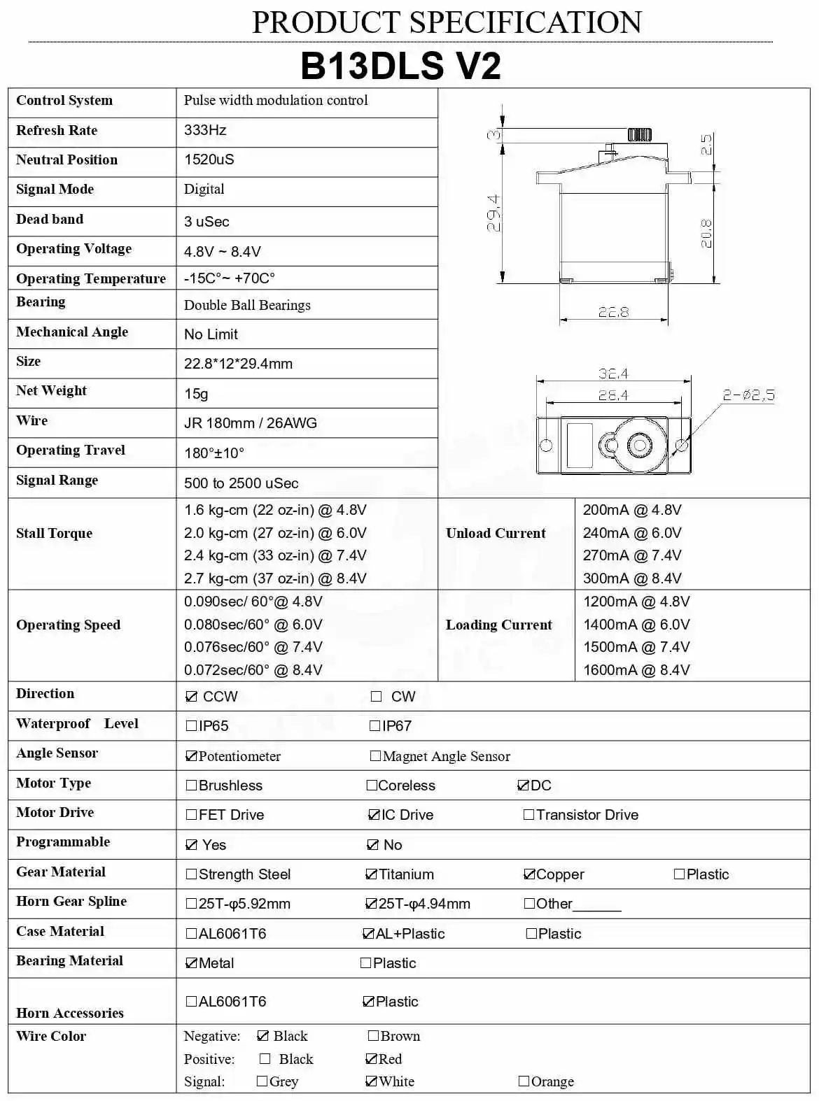 AGFRC B13DLS V2 Servo Motor - Fast Speed & Programmable