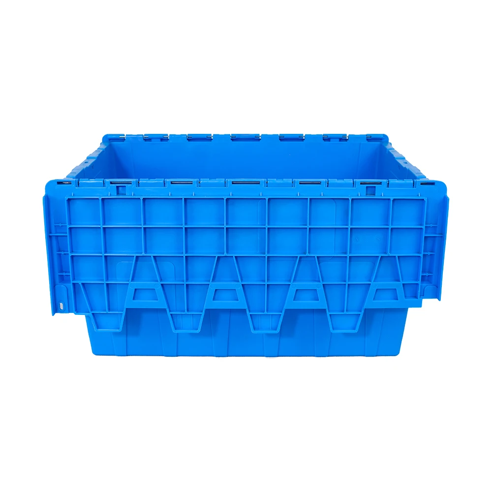 Industrial Plastic Moving Tote Hinged Lid Box Plastic Moving Crate ...