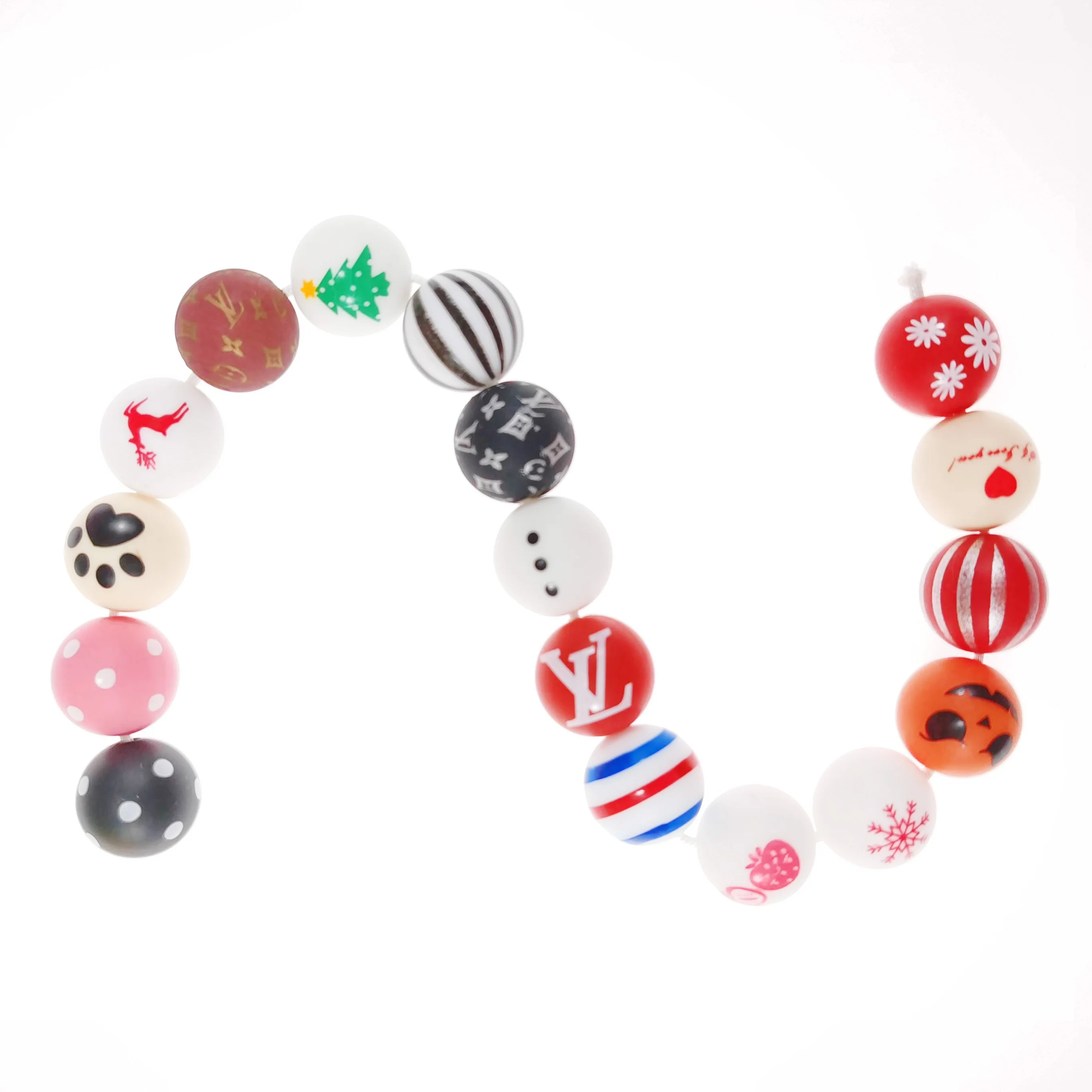 Wholesale Print 15mm Baby Teething Bead Mixed Jewelry Baby Chew Teether ...