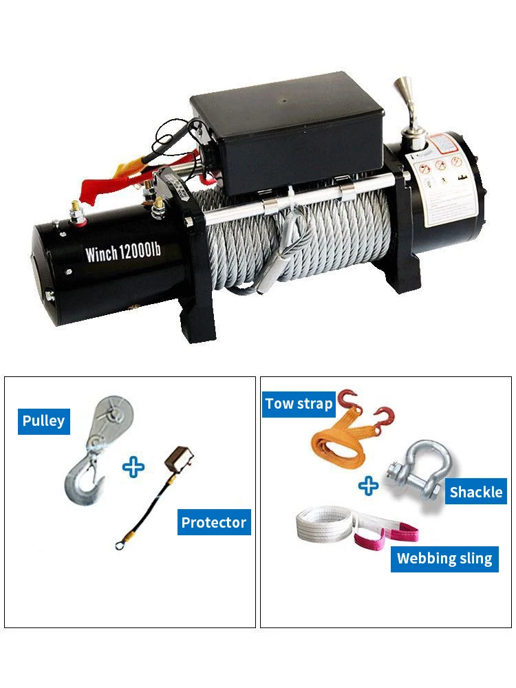 12v Electric Winch Lifting 2 Ton Car Winch Motor 12v 24v 12000lbs For ...