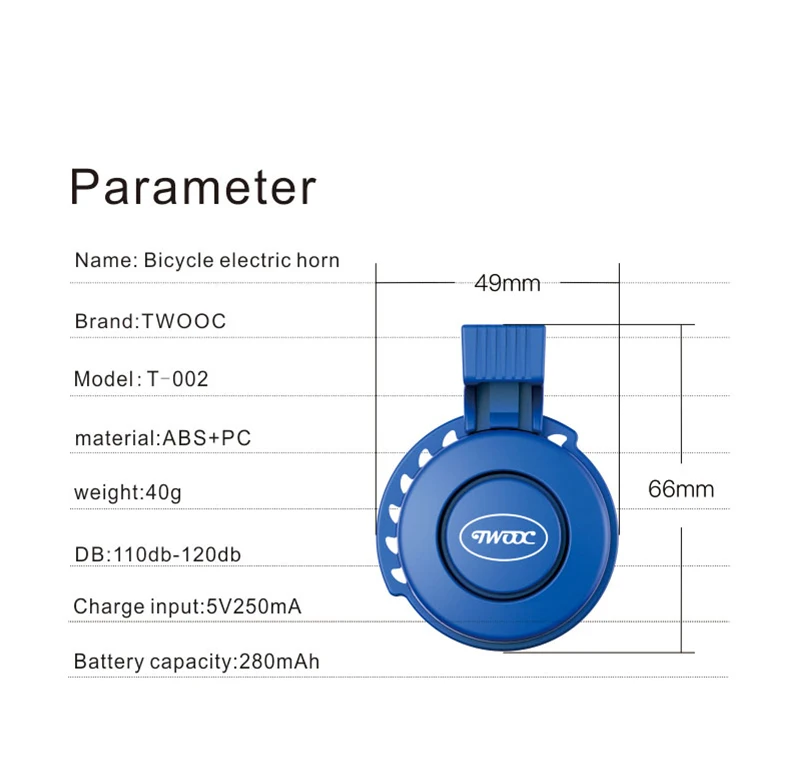 Durable USB Rechargeable MTB Electric Bicycle Bell 110dB