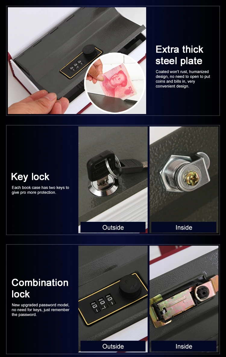 Home Secret Book Hidden Safe Dictionary Safe Book Key Combination Lock ...