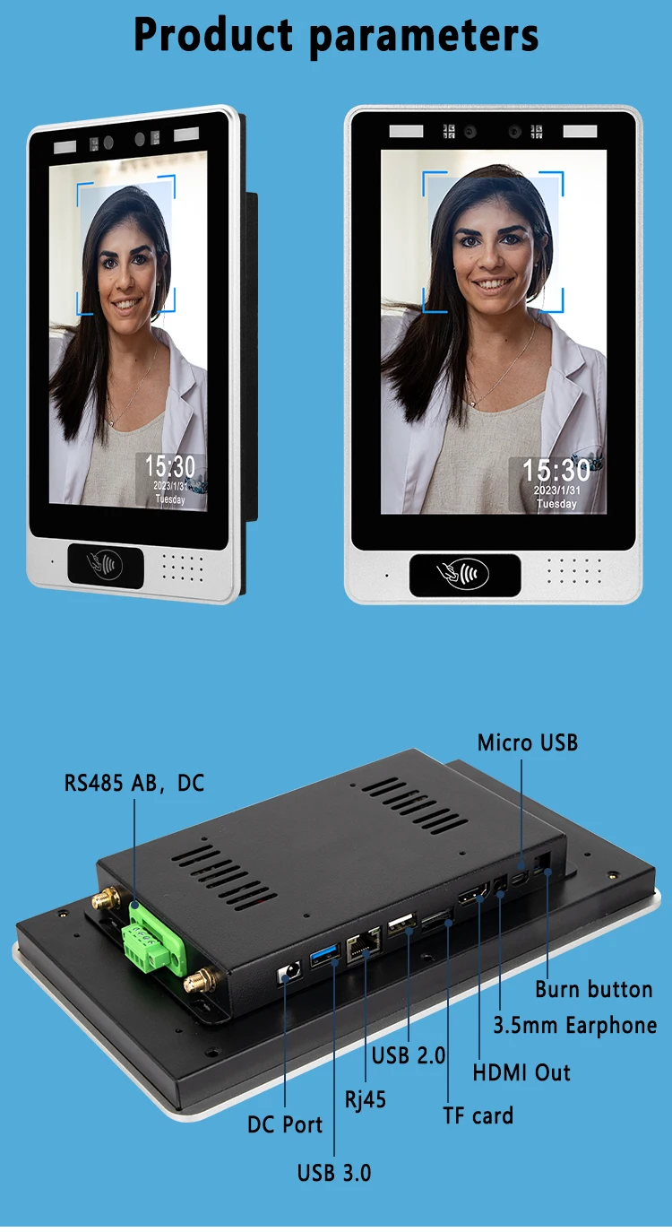 8 Inch Rs485 Rj45 Android Touch Panel Nfc Smart Access Control With Binocular Camera - Buy Time ...