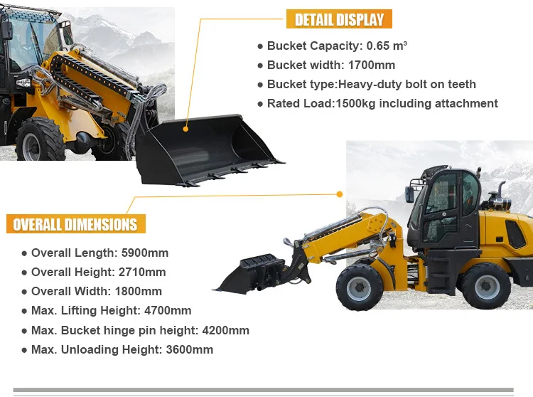 Multi-function Wheeled Loader High Efficiency Telescopic Arm Wheeled Loaders 4ton Wheel Loader ...