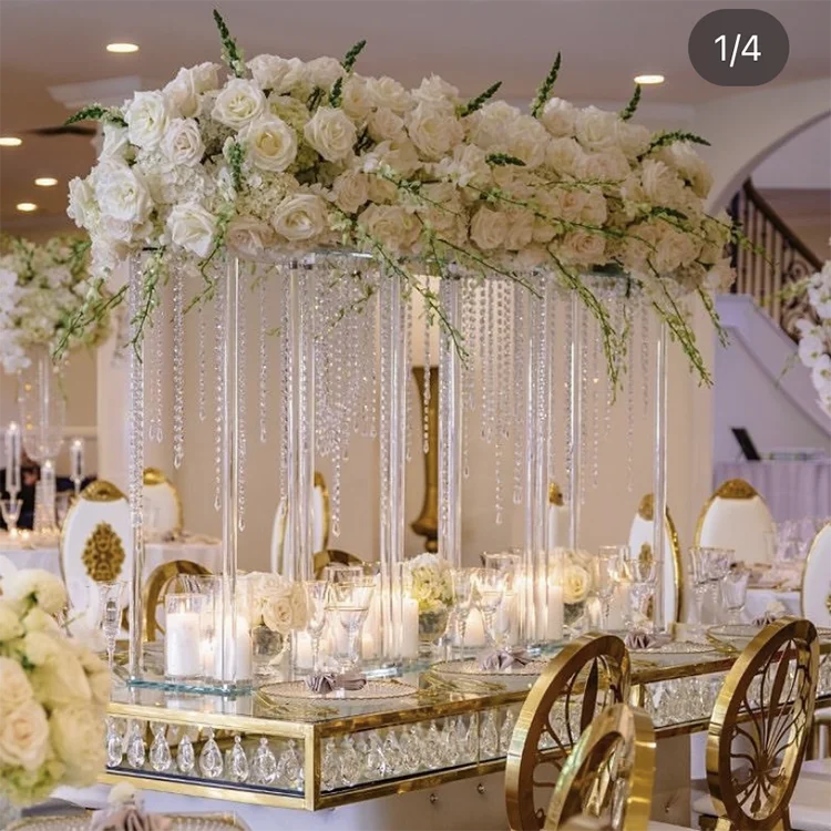 Rectangle Crystal Glass Wedding Centerpiece Stand Flower for Wedding ...