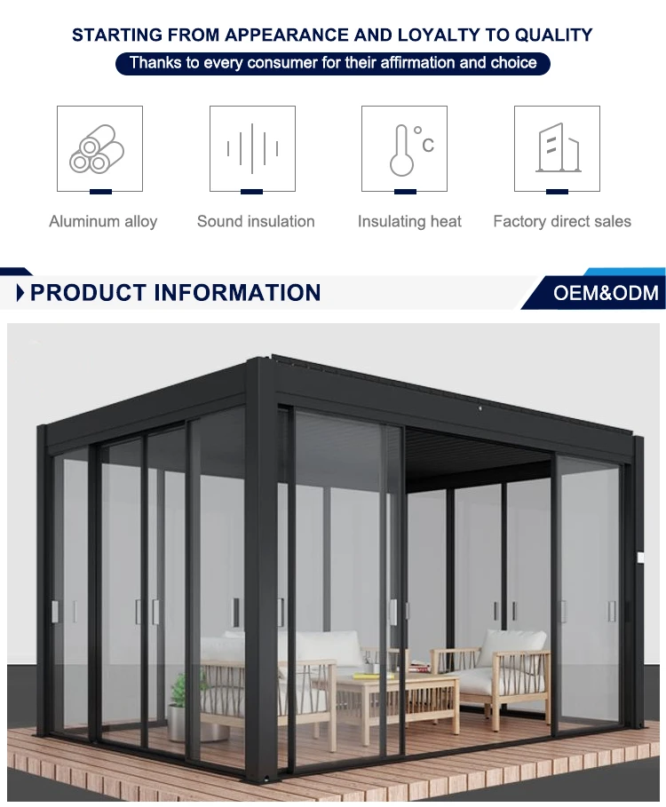 Outdoor Terrace Garden Steel Frame Hard Roof Metal Roof Gazebo With ...