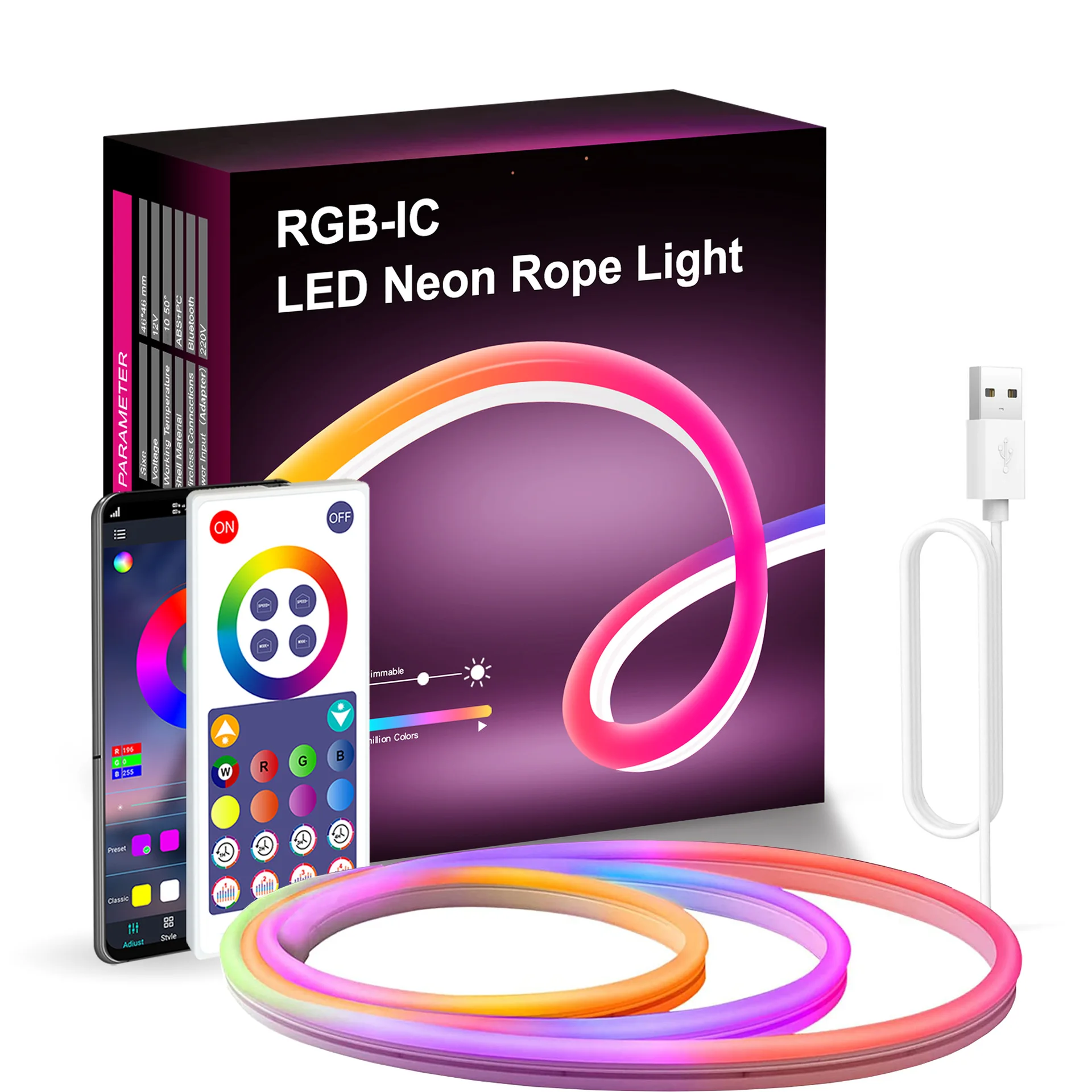 Silicone Flex LED Neon Tube Strip Lights - RGBW Customizable