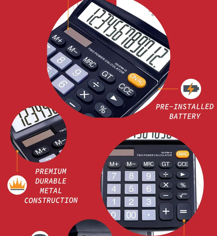 Custom Made 12 Digit Large Lcd Display Standard Function Desktop Basics ...