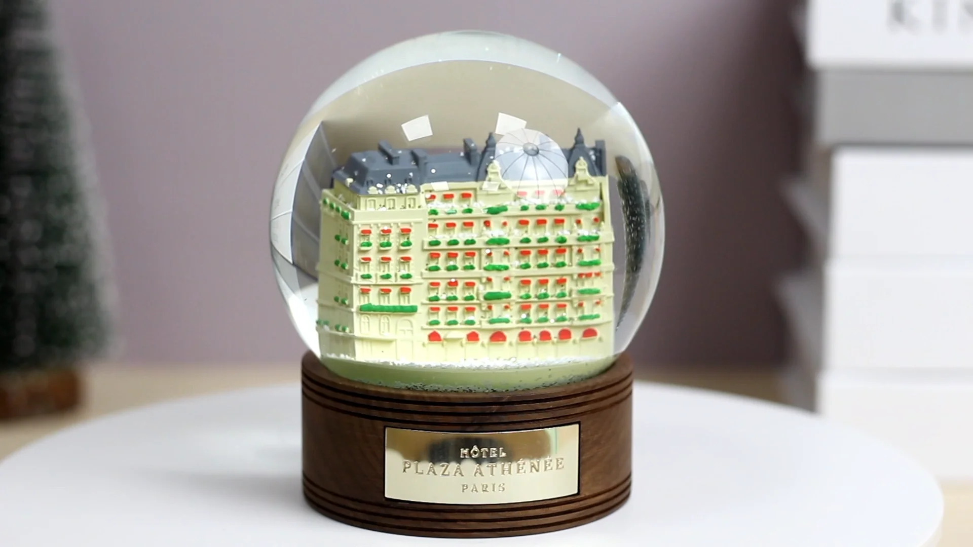 Custom Resin Hotel Architecture Statue With Wooden Base Snow Globe ...