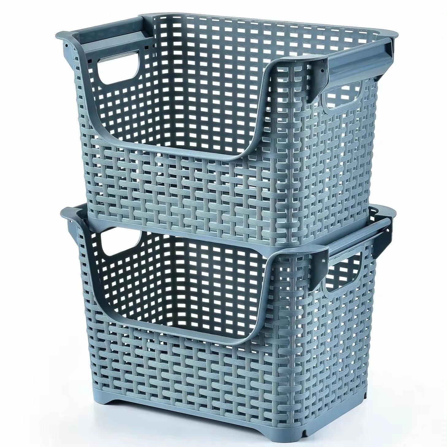 Plastic Stackable Stacking Pantry Bins Open Front Storage Basket ...