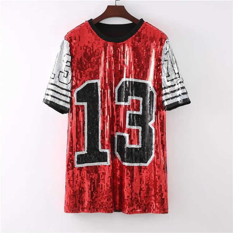 Custom Sport Jersey with Sequin Backdrop - Number 13