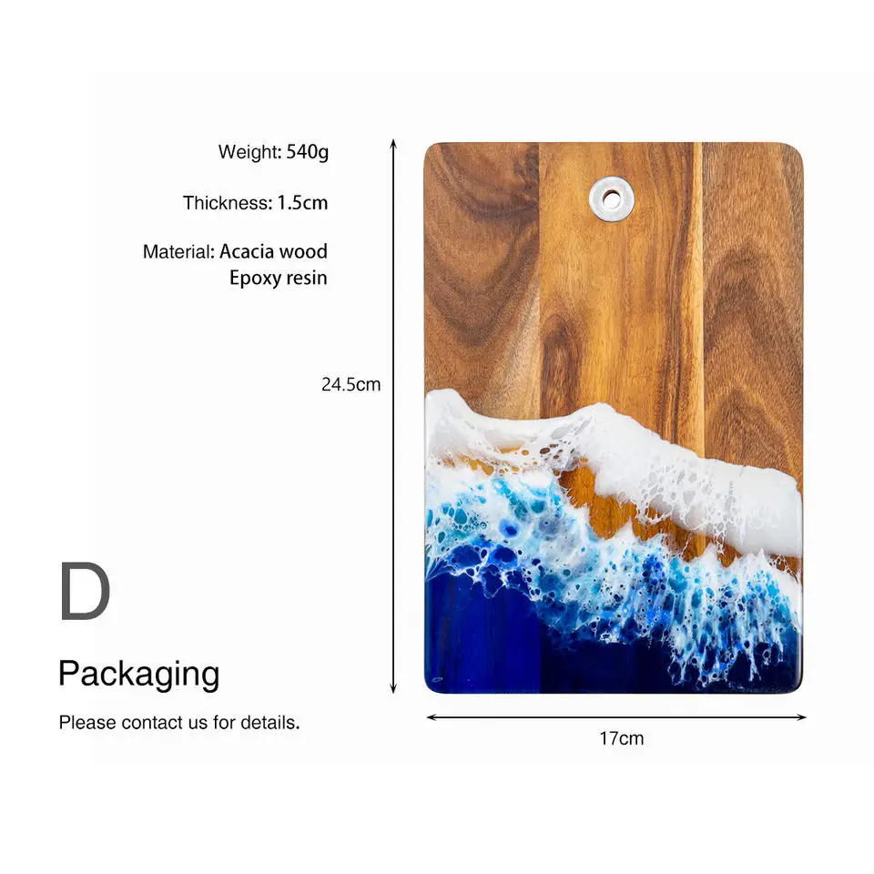 New Luxury Ocean Wave Wood Chopping Blocks Epoxy Resin Art Serving ...