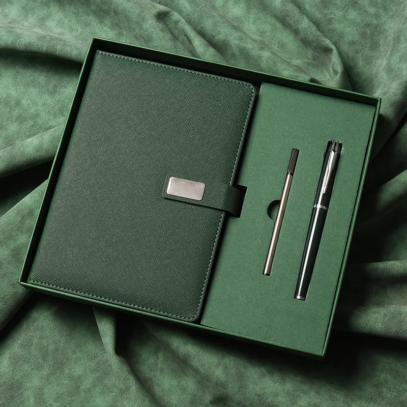 Personalized Leather Notebook & Pen Gift Set with Custom Logo - OEM