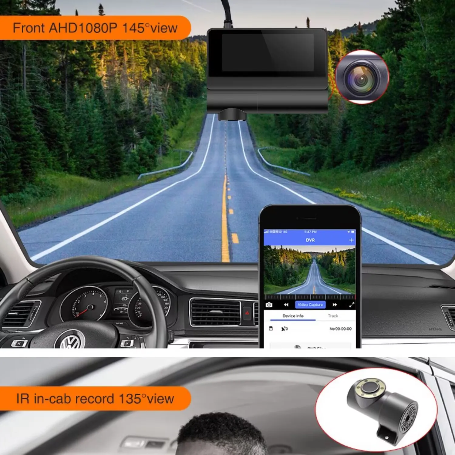 4G Mini Dash Camera with 3 Way Recording for Taxi & Car
