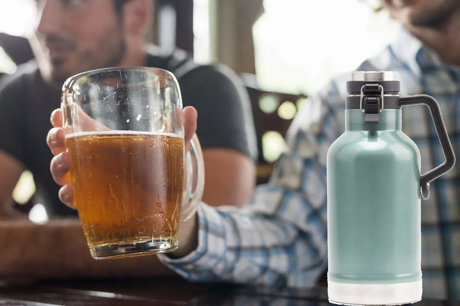 Growler 64oz Classic Stainless Water Thermos Bottle Vacuum Cup 1900ML ...