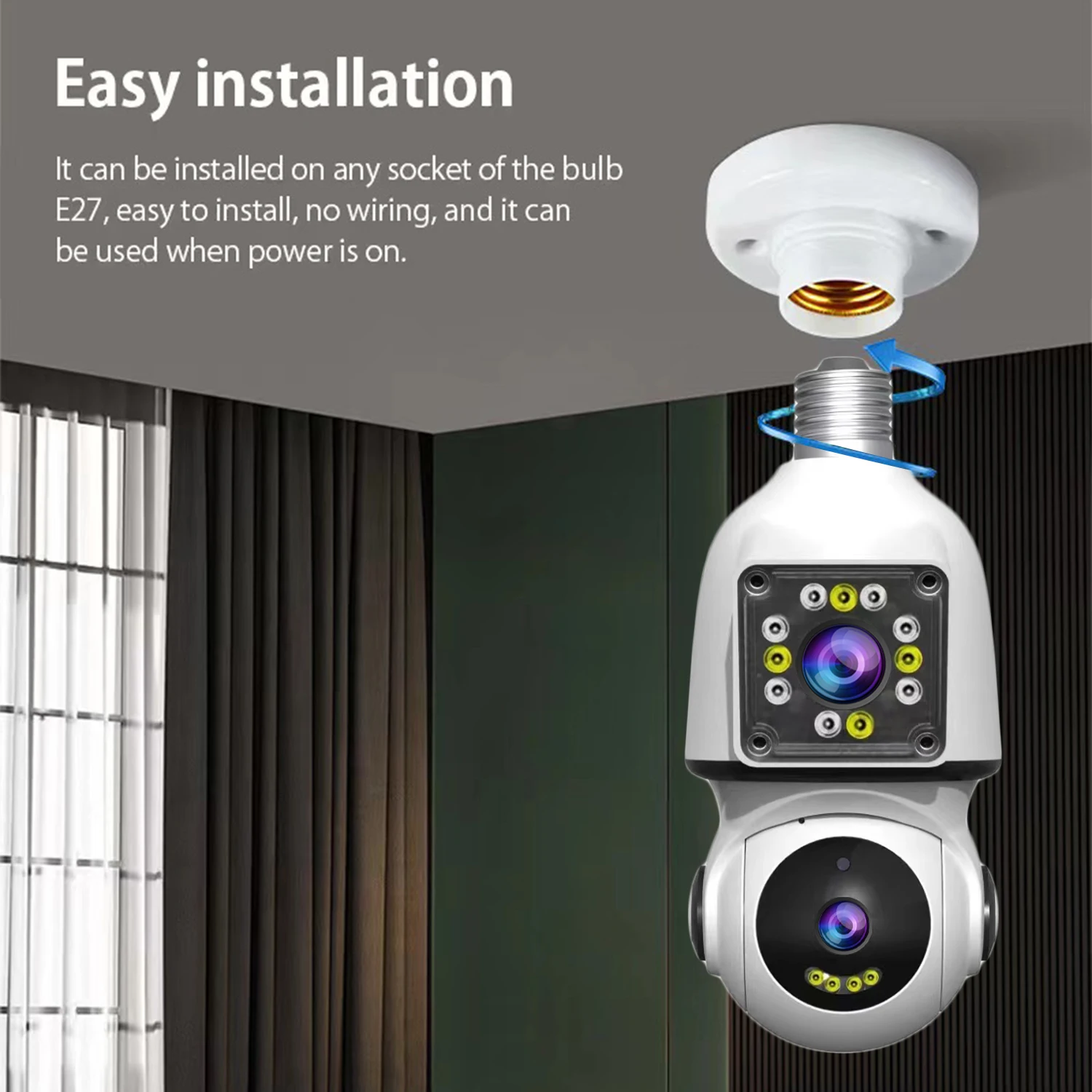 Bulb Shaped Wifi Mini Camera with Night Vision & Motion Alarm