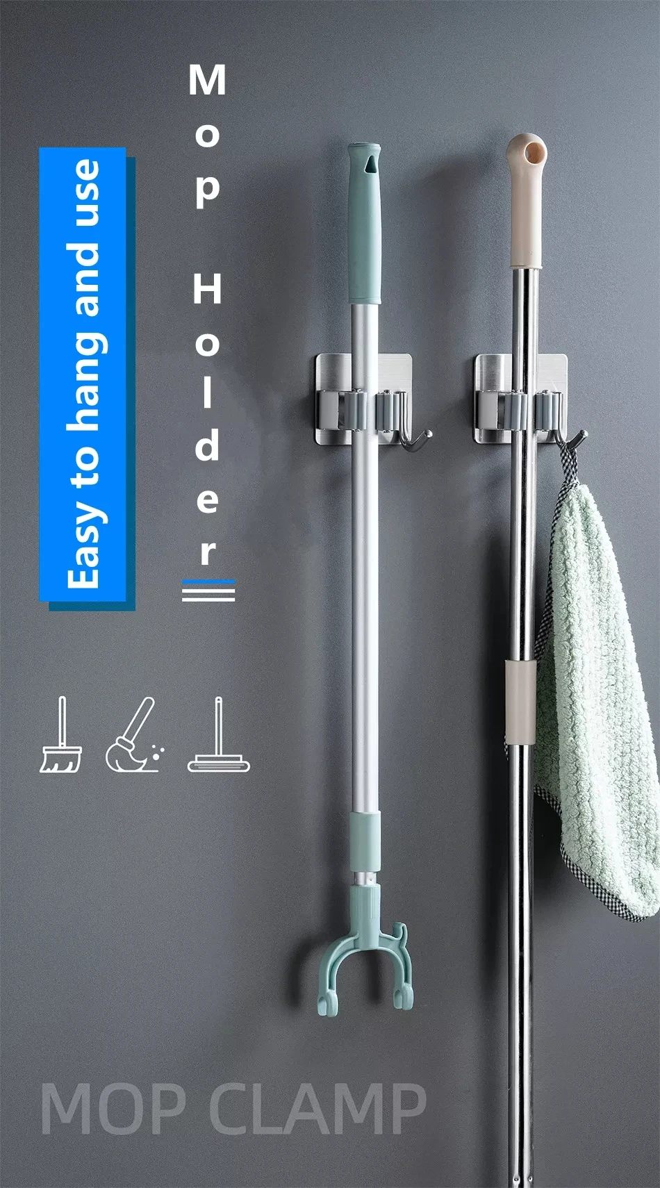 Wholesale Mop Broom Holder Hook For Broom And Mops Stainless Steel Mop ...