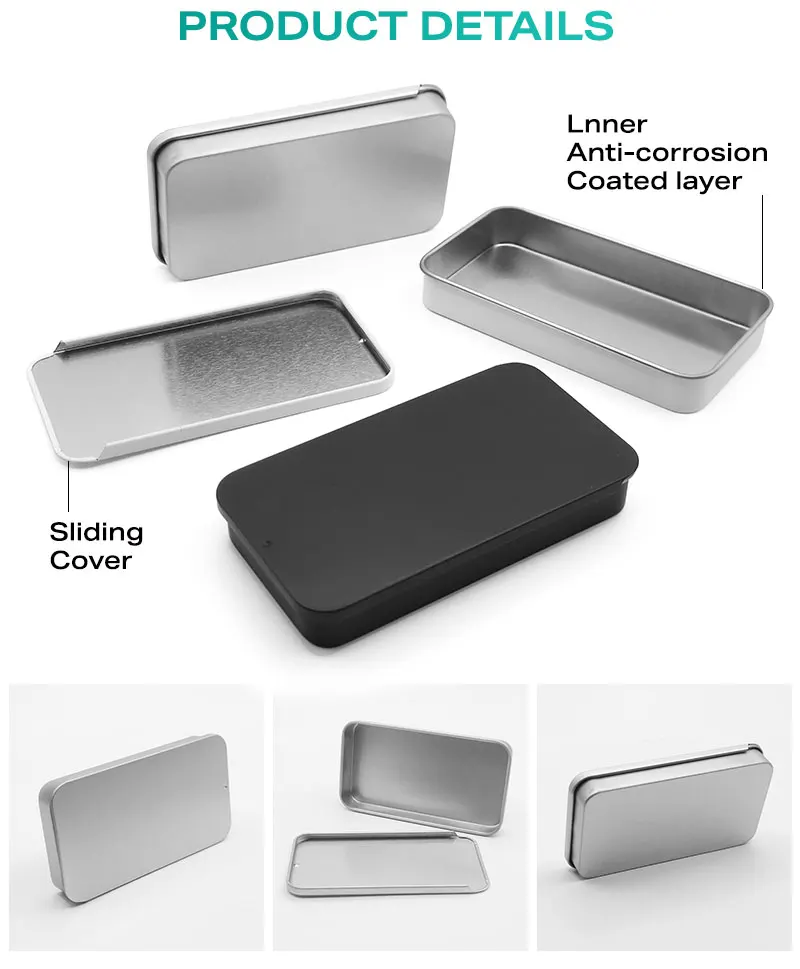 Luxury White Square Sliding Tin Metal Container for Cosmetics & Food