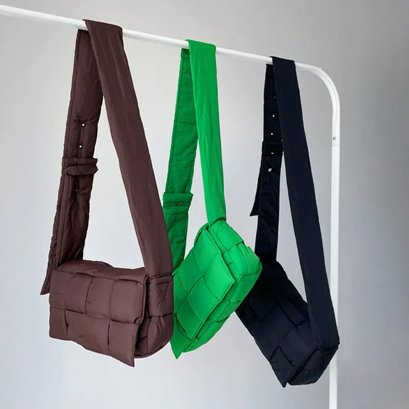 2022 Women'S Green Nylon Winter Padded Handbag Shoulder Down Cotton ...