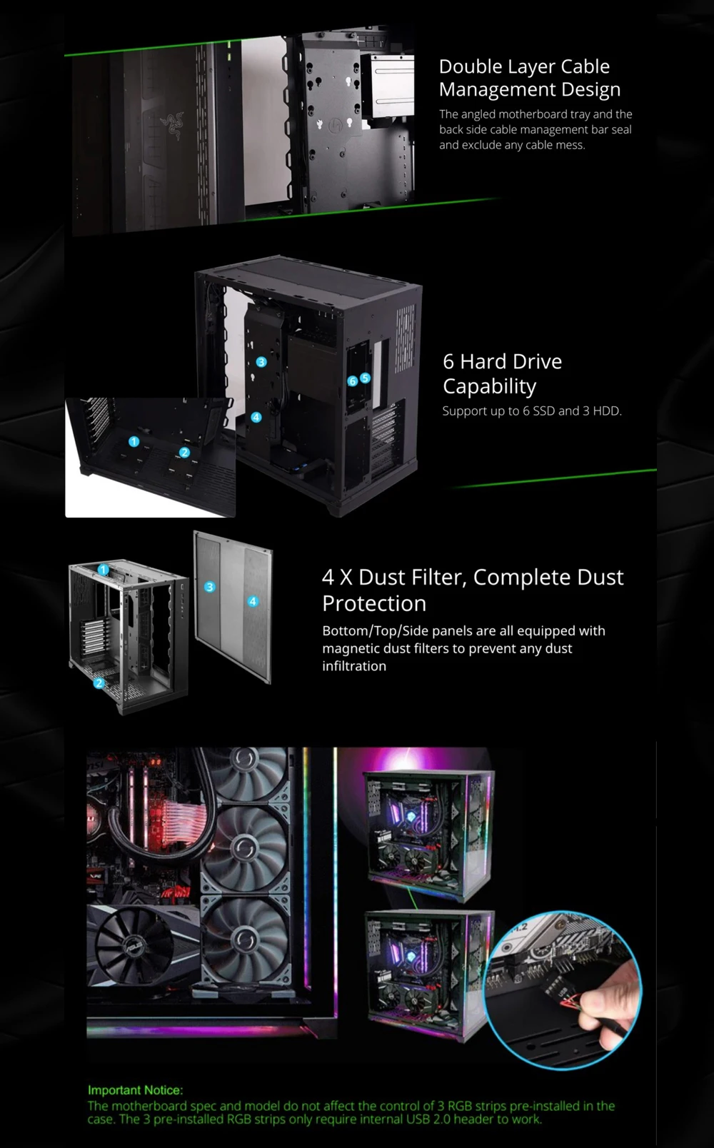 Lian Li O11 Dynamic&razer Edition - RGB Support & Dual Chamber