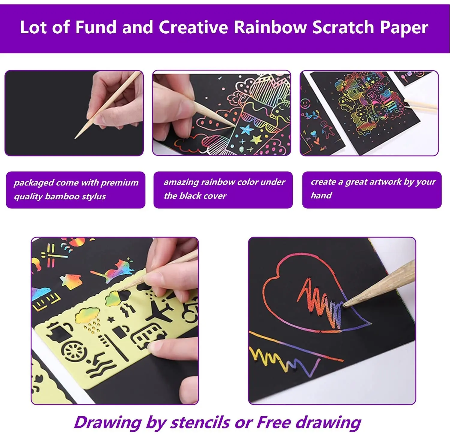 Scratch Art Paper Water Color DIY Rainbow Colour Graffiti Scratch Cards ...