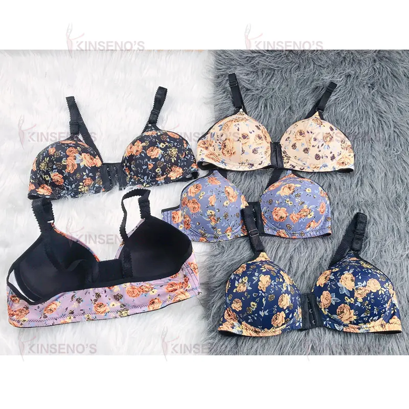Factory Manufacture Women's Print Front Closure Plus Size Soft Push Up ...